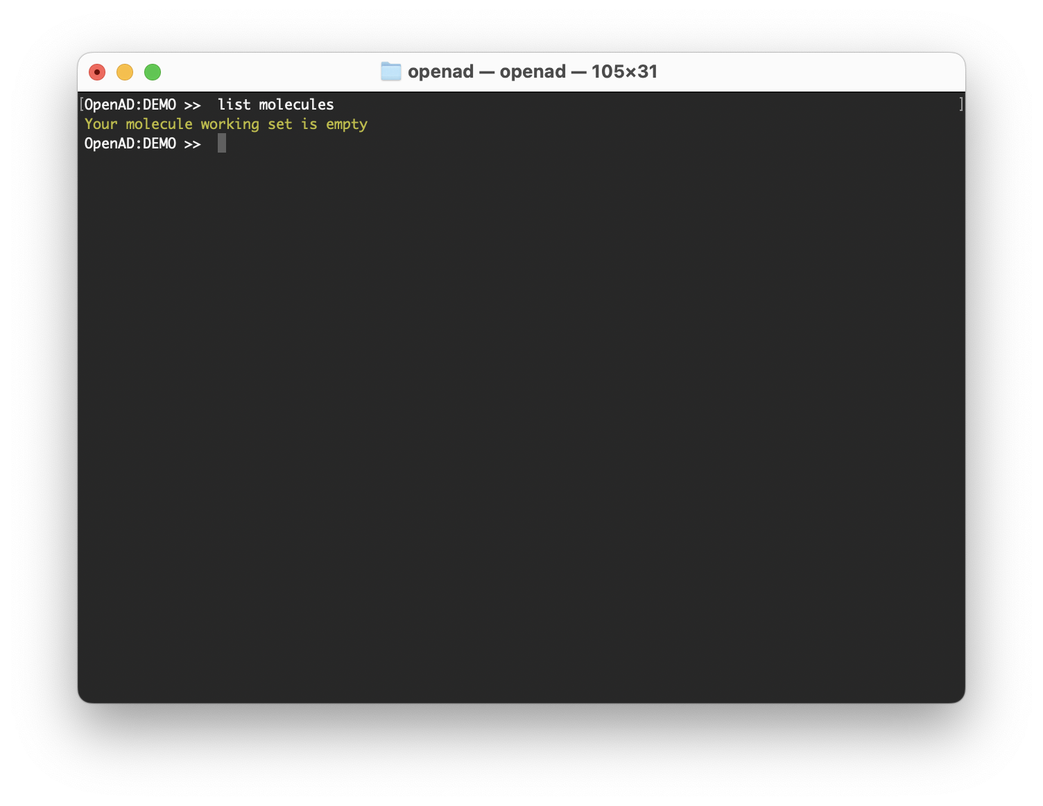 How to Use the Molecule Working Set - OpenAD